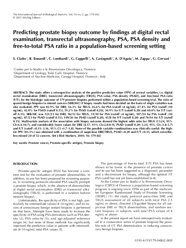 (PDF) Predicting Prostate Biopsy Outcome by Findings at Digital Rectal ...