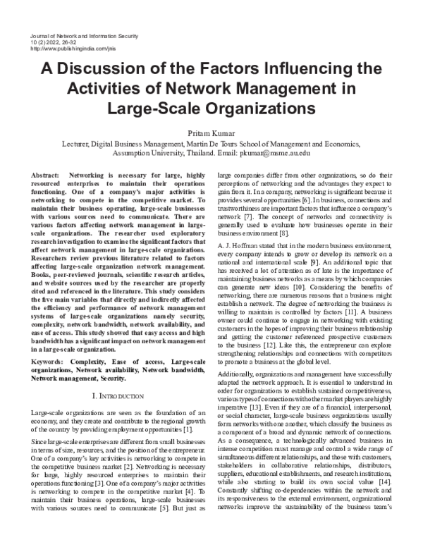 (PDF) A Discussion of the Factors Influencing the Activities of Network ...
