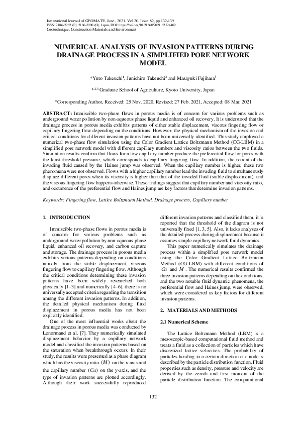 (PDF) Numerical Analysis of Invasion Patterns During Drainage Process in a Simplified Pore ...