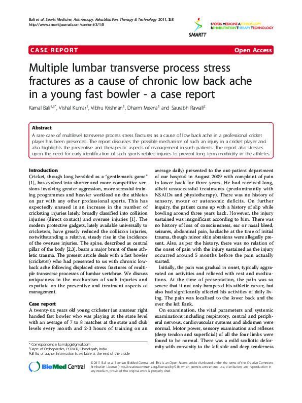 (PDF) Multiple lumbar transverse process stress fractures as a cause of ...