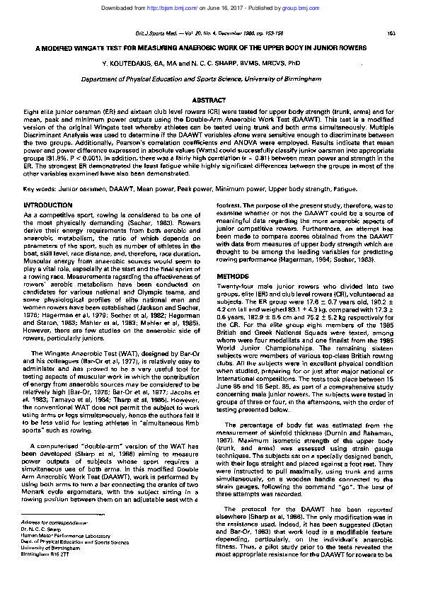 (PDF) A modified Wingate test for measuring anaerobic work of the upper ...