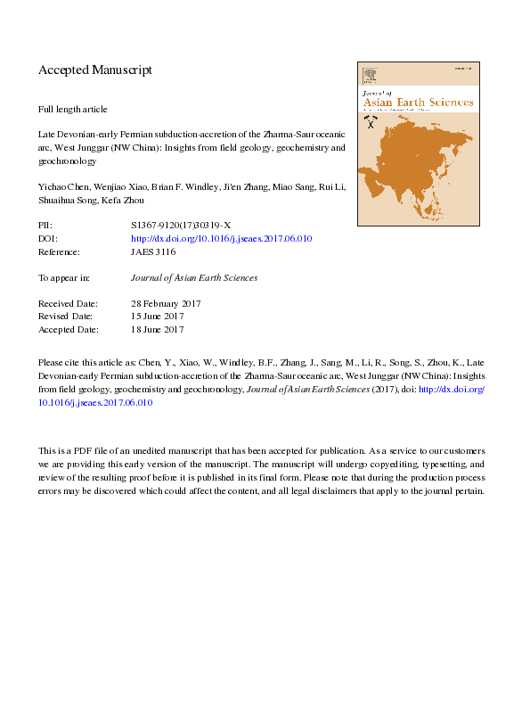 (PDF) Late Devonian-early Permian subduction-accretion of the Zharma ...