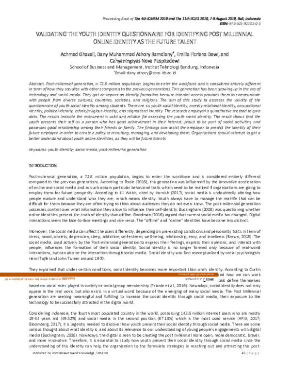 (PDF) Validating the Youth Identity Questionnaire for Identifying Post ...