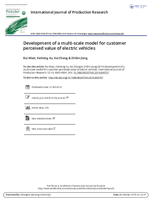 (PDF) Development of a multi-scale model for customer perceived value of electric vehicles