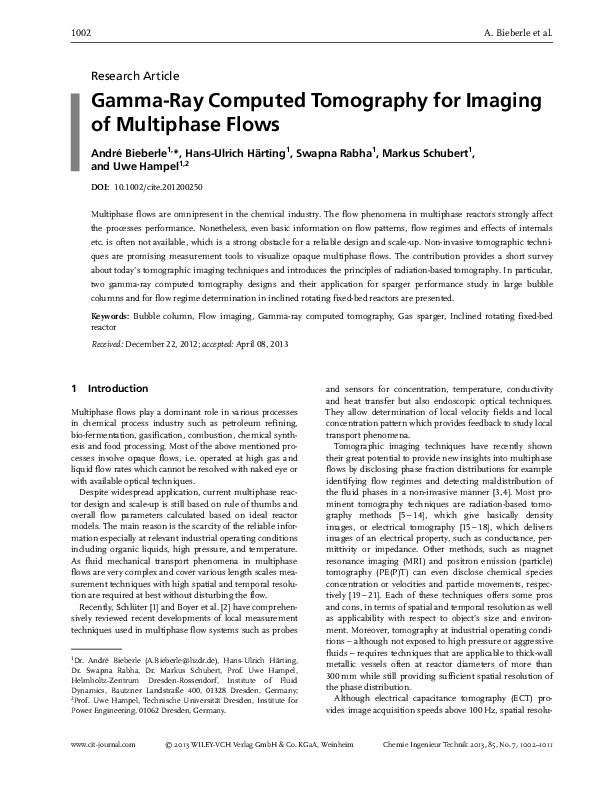 Gamma-Ray Computed Tomography for Imaging of Multiphase Flows