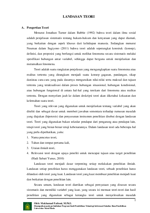 (PDF) Landasan Teori Penelitian