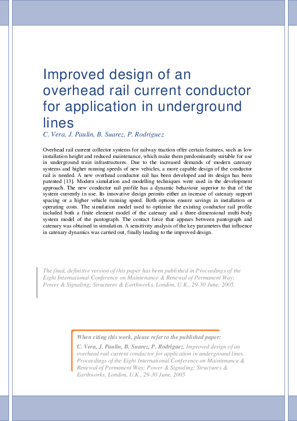 (PDF) Improved design of an overhead rail current conductor for ...