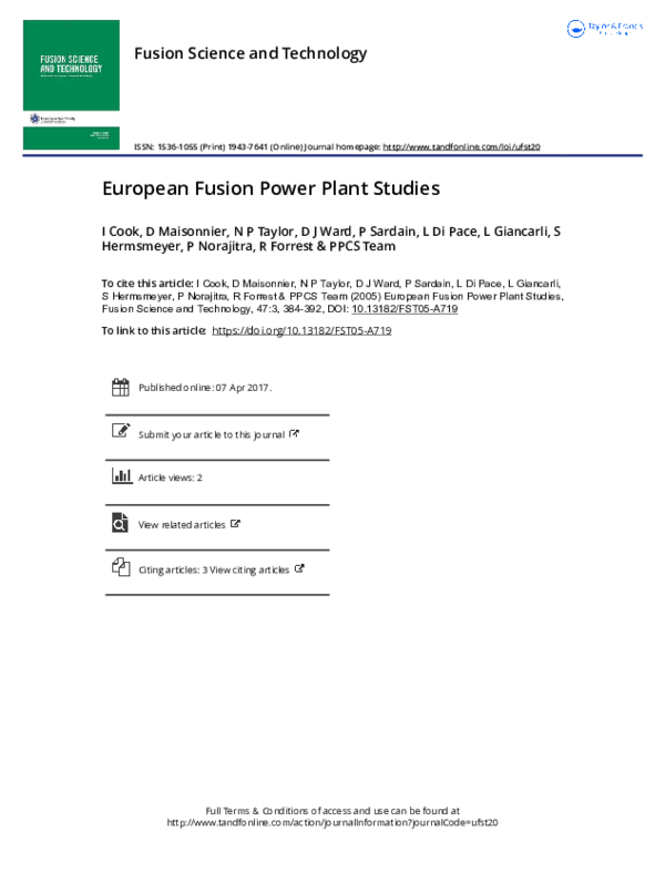 (PDF) European Fusion Power Plant Studies