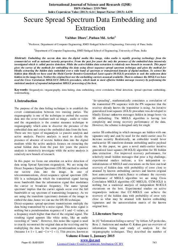 (PDF) Secure Spread Spectrum Data Embedding and Extraction