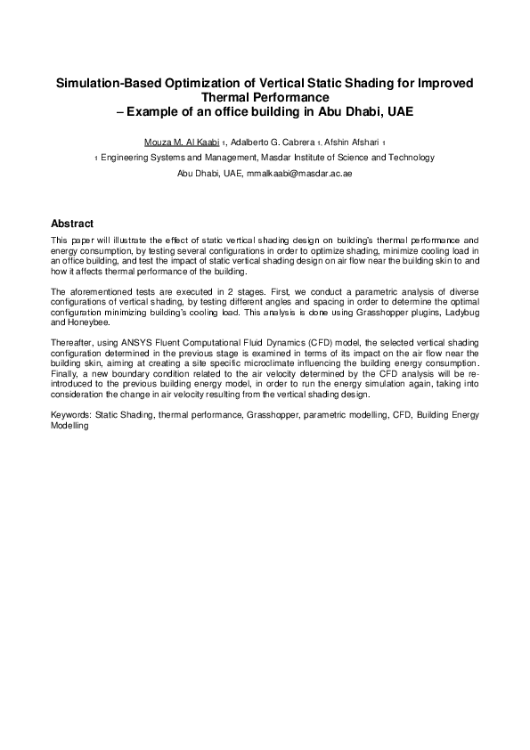Pdf Simulation Based Optimization Of Vertical Static Shading For Improved Thermal Performance