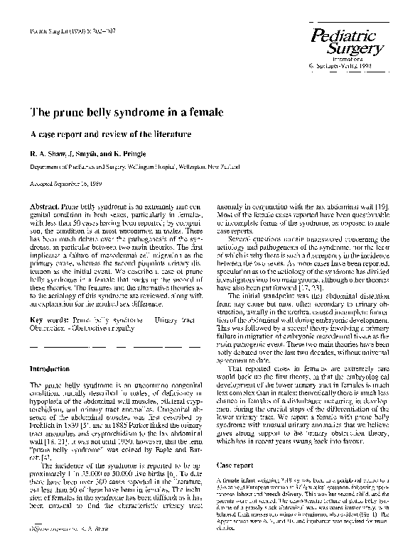 (PDF) The prune belly syndrome in a female