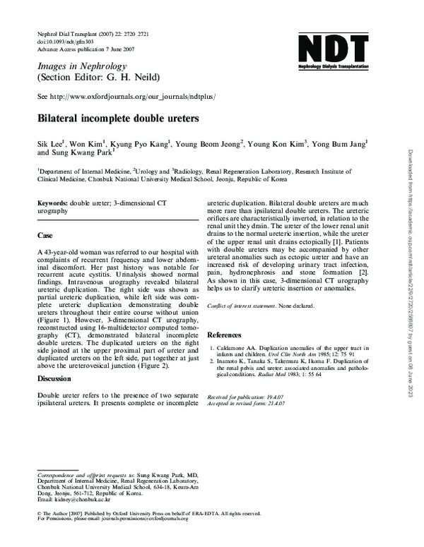 (PDF) Bilateral incomplete double ureters