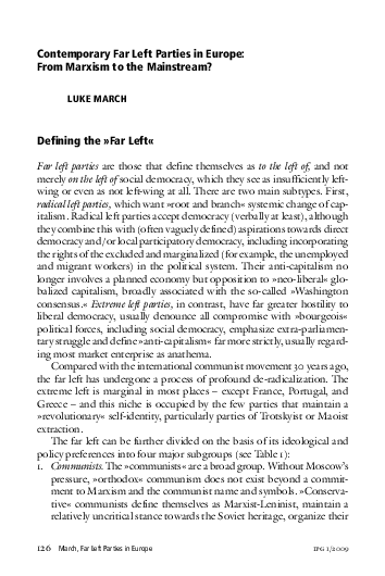 (PDF) Contemporary far left parties in Europe: from Marxism to the ...