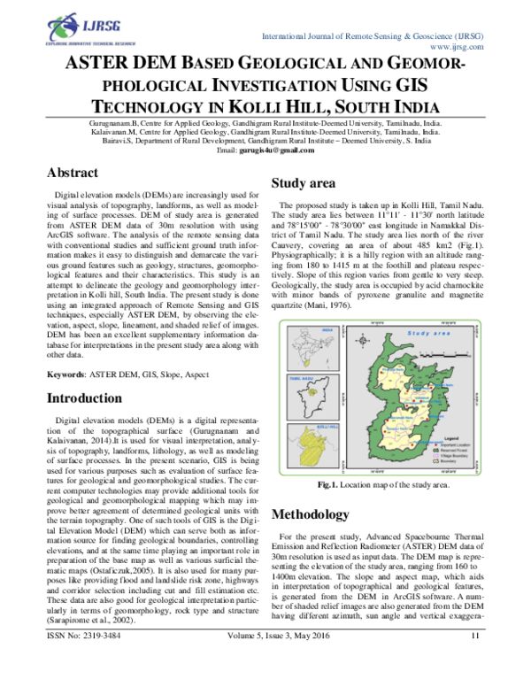 (PDF) Aster Dem Based Geological and Geomorphological Investigation Using GIS Technology in ...