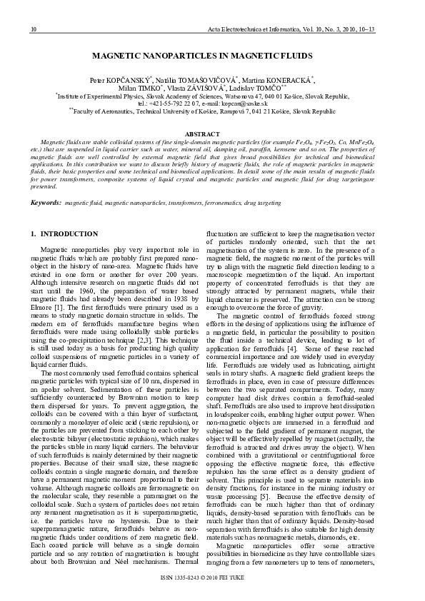 (PDF) Magnetic Nanoparticles in Magnetic Fluids