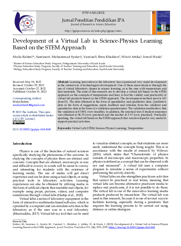 (PDF) Development of a Virtual Lab in Science-Physics Learning Based on ...