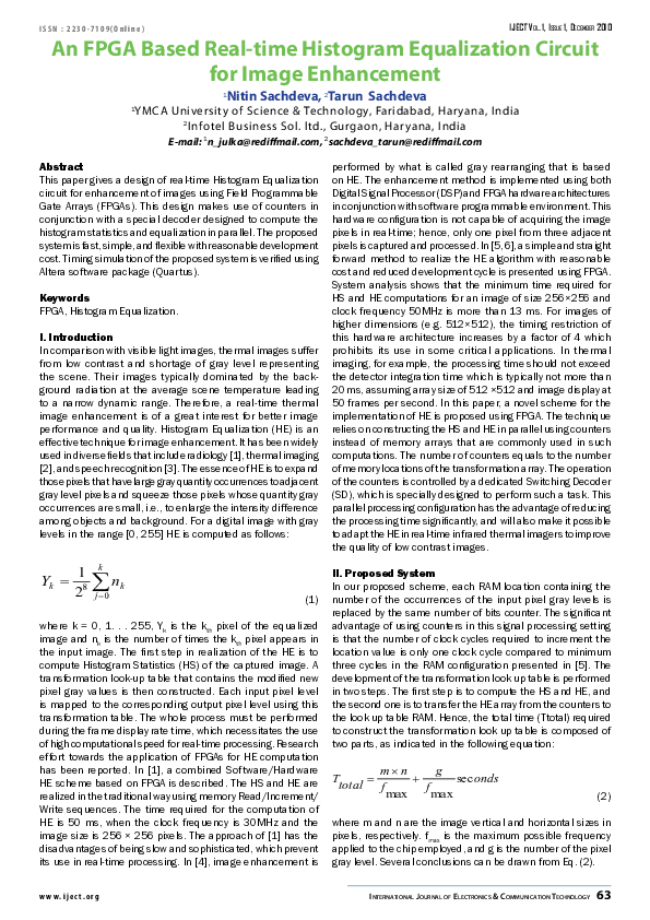 Pdf An Fpga Based Real Time Histogram Equalization Circuit For Image Enhancement