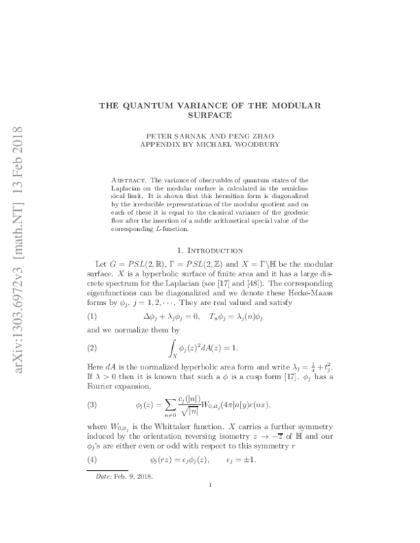 (PDF) The Quantum variance of the Modular Surface