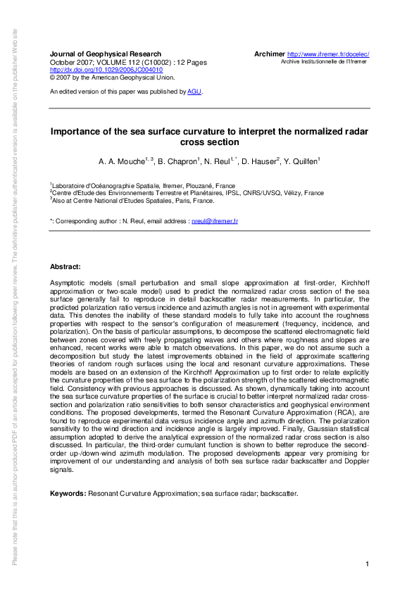 (PDF) Importance of the sea surface curvature to interpret the ...