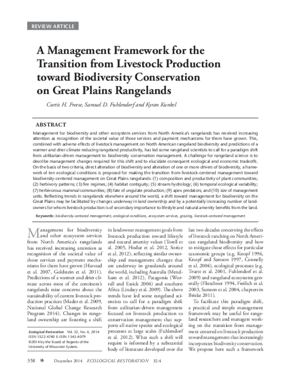 (PDF) A Management Framework for the Transition from Livestock ...