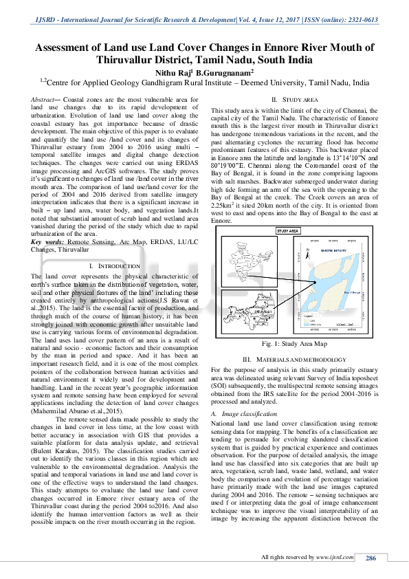 (PDF) Assessment of Land use Land Cover Changes in Ennore River Mouth of Thiruvallur District ...