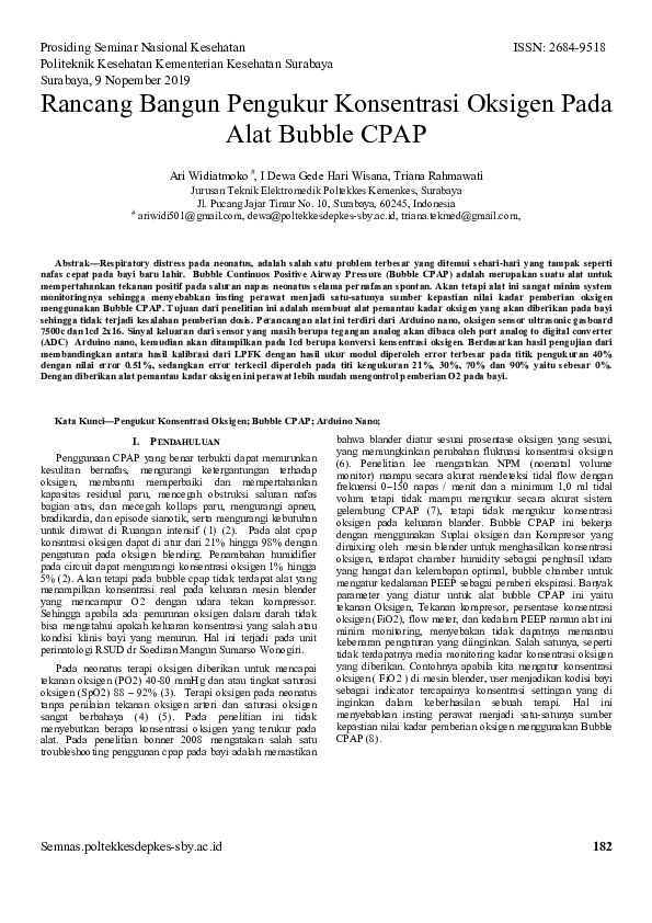 (PDF) Rancang Bangun Pengukur Konsentrasi Oksigen Pada Alat Bubble CPAP ...