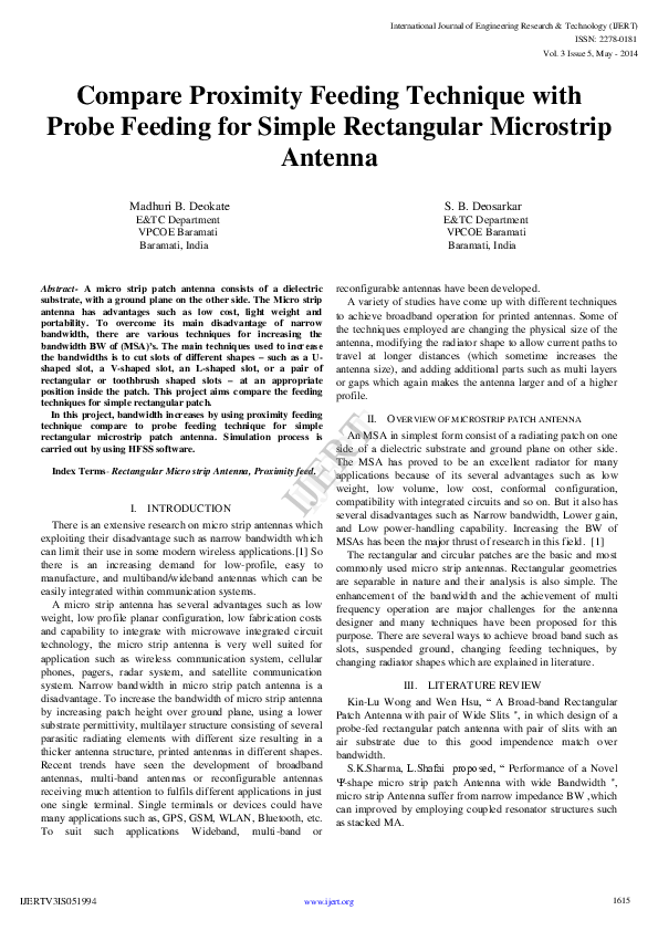 (PDF) Compare Proximity Feeding Technique with Probe Feeding for Simple Rectangular Microstrip ...