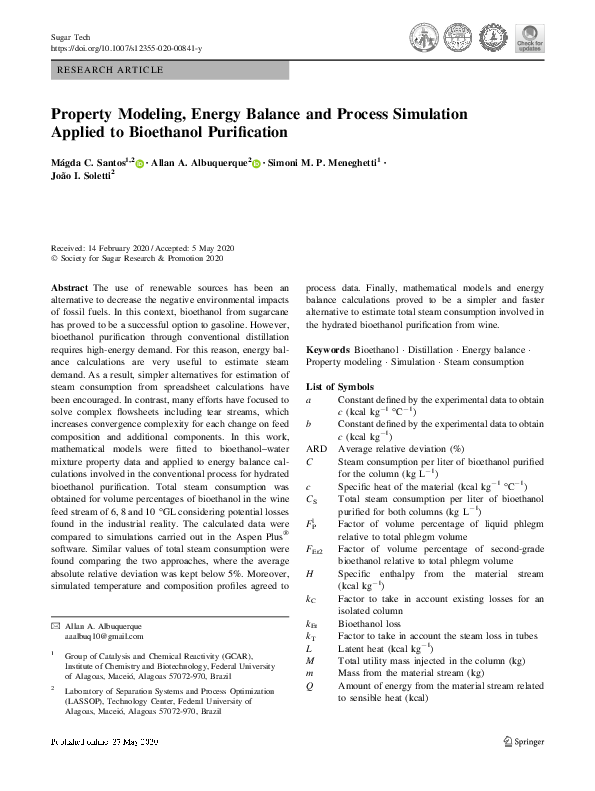 (PDF) Property Modeling, Energy Balance and Process Simulation Applied ...