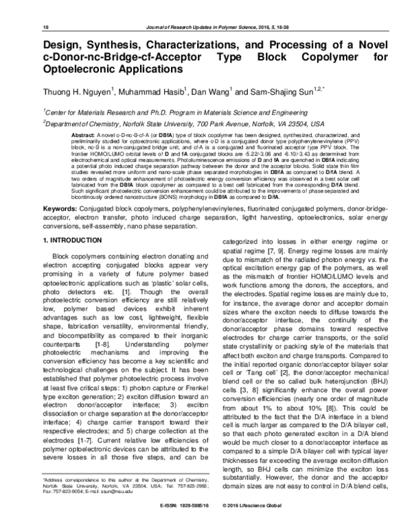 (PDF) Design, Synthesis, Characterizations, and Processing of a Novel c-Donor-nc-Bridge-cf ...