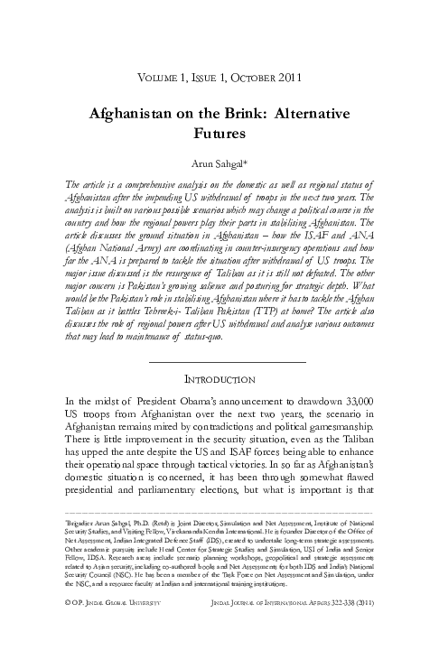 (PDF) Afghanistan on the Brink: Alternative Futures