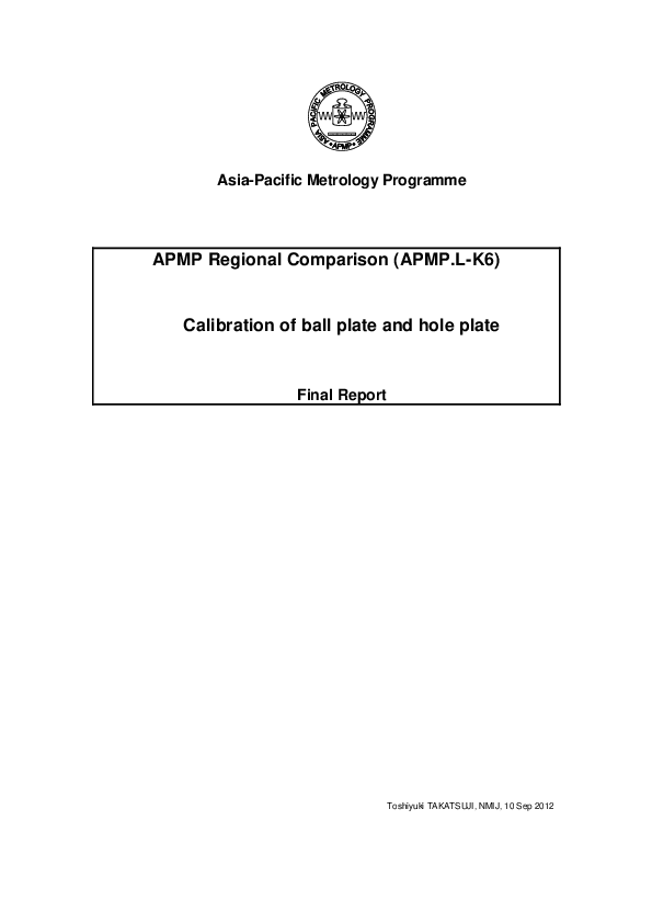 (PDF) Final report on APMP regional key comparison APMP.L-K6 ...