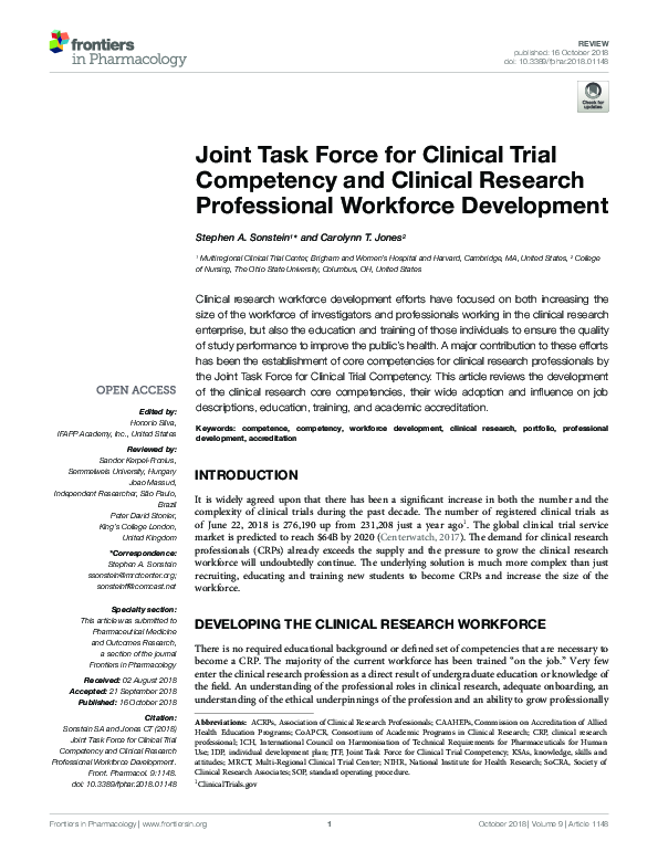 (PDF) Joint Task Force for Clinical Trial Competency and Clinical ...