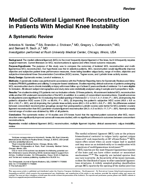 (PDF) Medial Collateral Ligament Reconstruction in the Baseball Pitcher ...