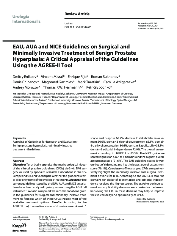 (PDF) EAU, AUA and NICE Guidelines on Surgical and Minimally Invasive ...