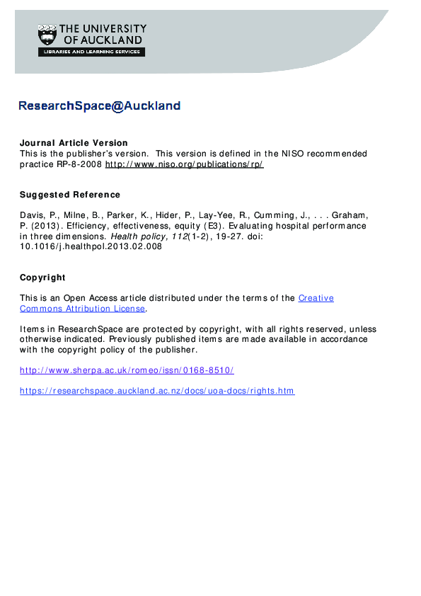 (PDF) Efficiency, effectiveness, equity (E3). Evaluating hospital ...