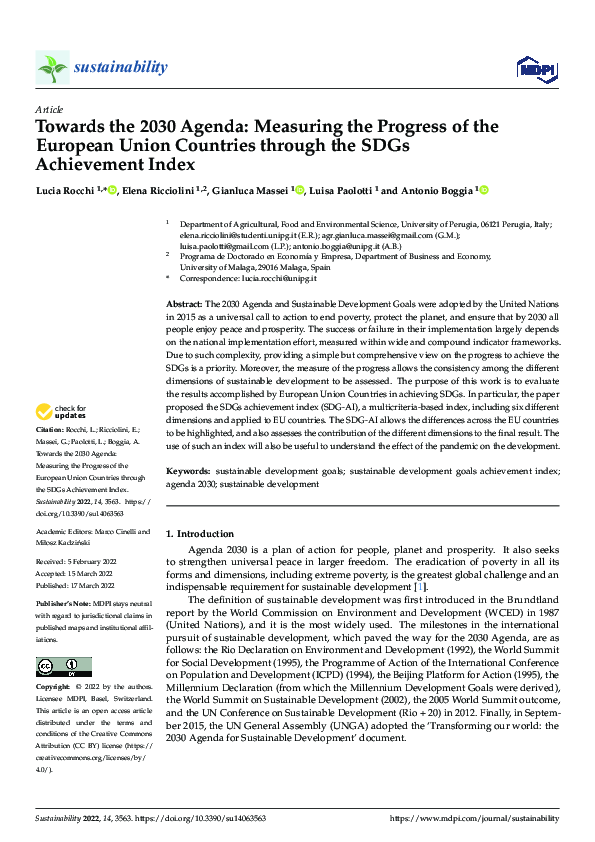 (PDF) Towards the 2030 Agenda: Measuring the Progress of the European ...