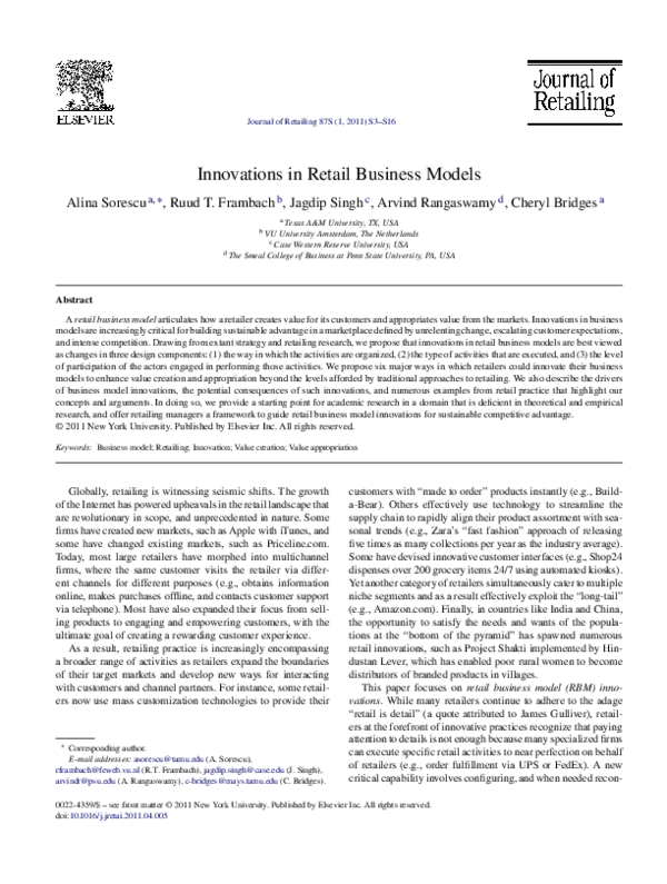 (PDF) Innovations in Retail Business Models