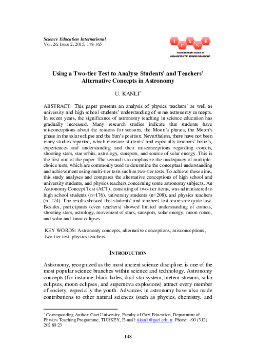 (PDF) Using a Two-Tier Test to Analyse Students' and Teachers ...