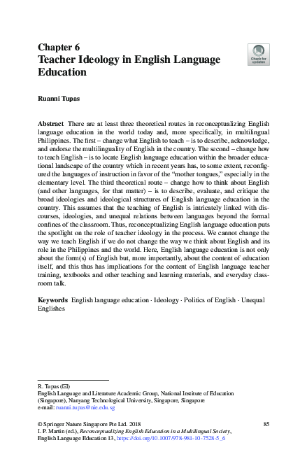 (PDF) Teacher Ideology in English Language Education