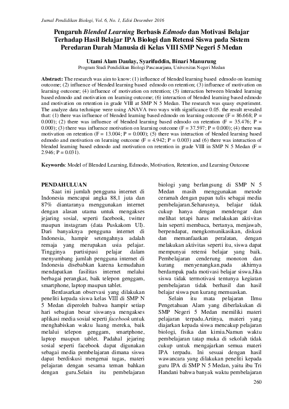 (PDF) Pengaruh Blended Learning Berbasis Edmodo dan Motivasi Belajar Terhadap Hasil Belajar IPA ...