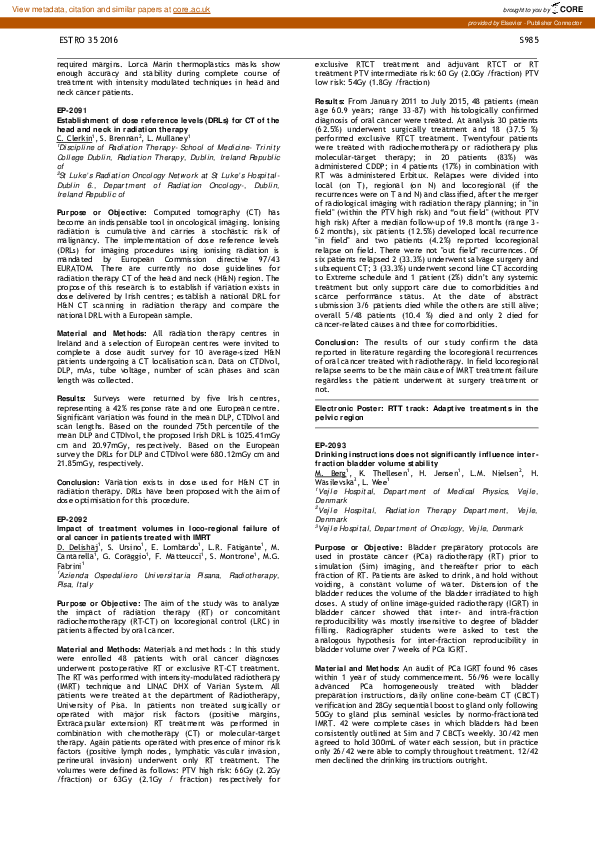(PDF) EP-2091: Establishment of dose reference levels (DRLs) for CT of ...