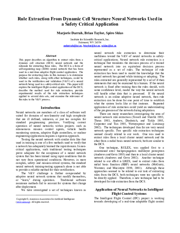 (PDF) Rule extraction from dynamic cell structure neural networks used in a safety critical ...
