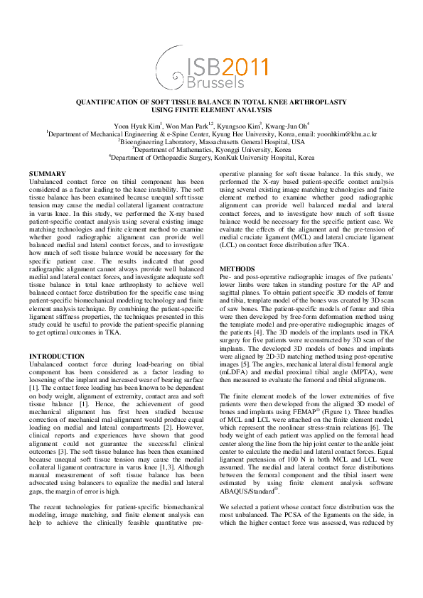 (PDF) Quantification of soft tissue balance in total knee arthroplasty ...