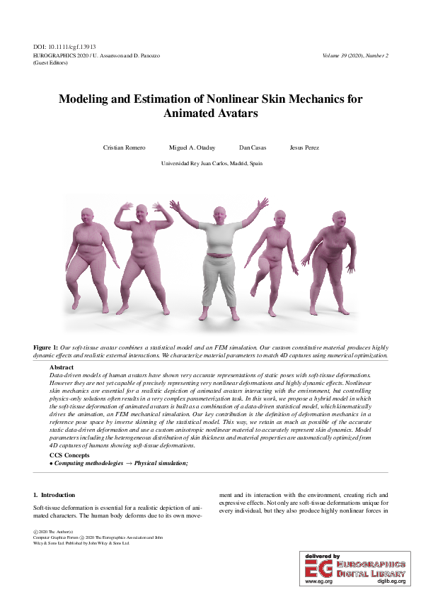 (PDF) Modeling and Estimation of Nonlinear Skin Mechanics for Animated ...