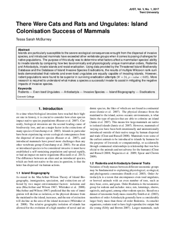 (PDF) There Were Cats and Rats and Ungulates : Island Colonisation ...