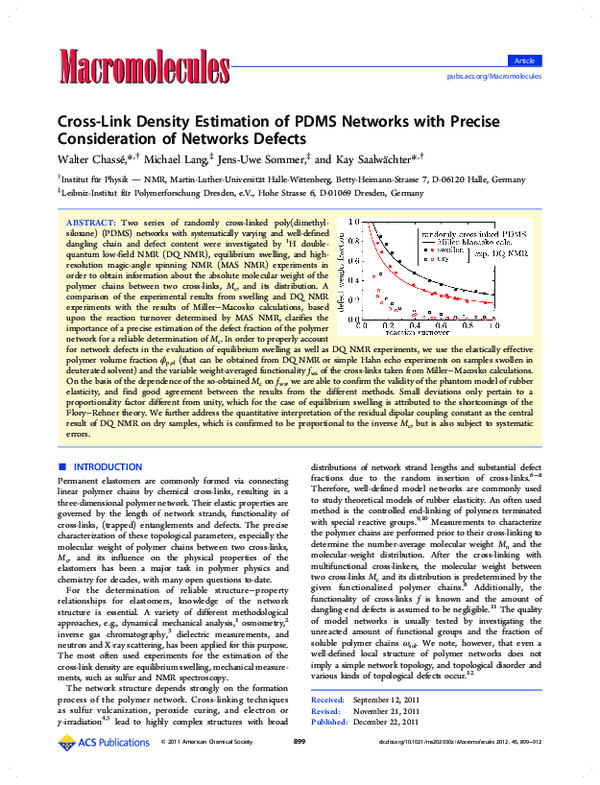 (PDF) Cross-Link Density Estimation of PDMS Networks with Precise ...