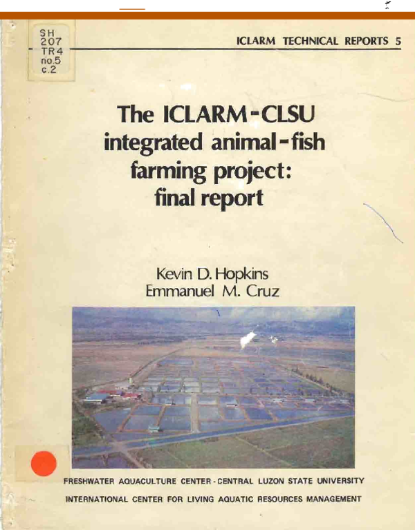 (PDF) The ICLARM-CLSU integrated animal-fish farming project: final report