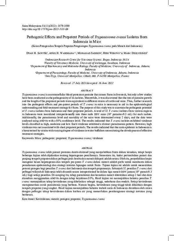 (PDF) Pathogenic Effects and Prepatent Periods of Trypanosoma evansi ...