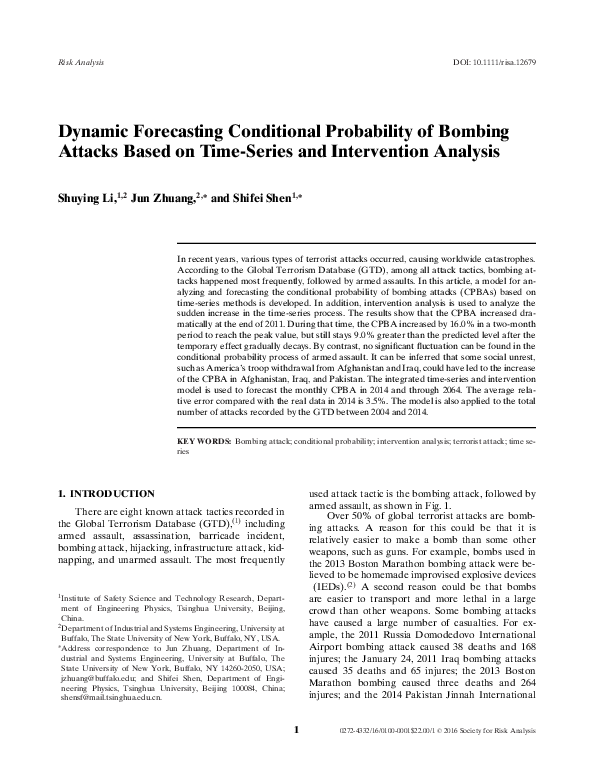 (PDF) Dynamic Forecasting Conditional Probability of Bombing Attacks Based on Time-Series and ...