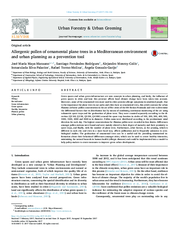 (PDF) Allergenic pollen of ornamental plane trees in a Mediterranean ...